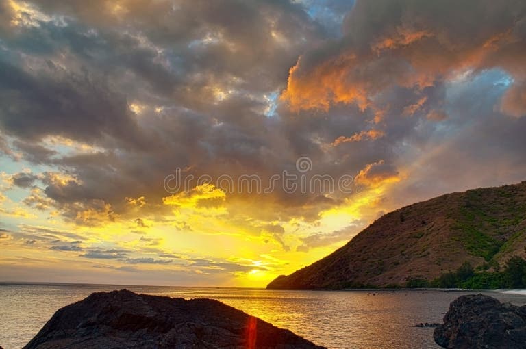 Sunset in HDR stock image. Image of warm, beach, orange - 53558011