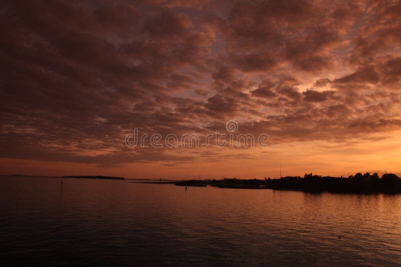 Sunset in Helsinki stock image. Image of finland, orange - 37979347