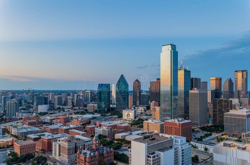 Sunset High Angle View of the Dallas Skyline Editorial Image - Image of ...