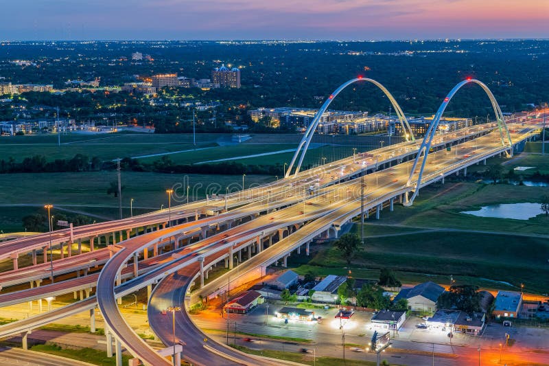 Sunset High Angle View of the Margaret McDermott Bridge Editorial Image ...