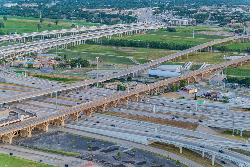 Sunset High Angle View of the Trinity River Bridge Editorial Stock Image - Image of daytime ...