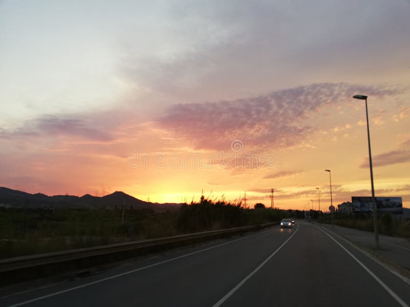 Sunset Highway stock photo. Image of sunset, desert, perspective - 2519902