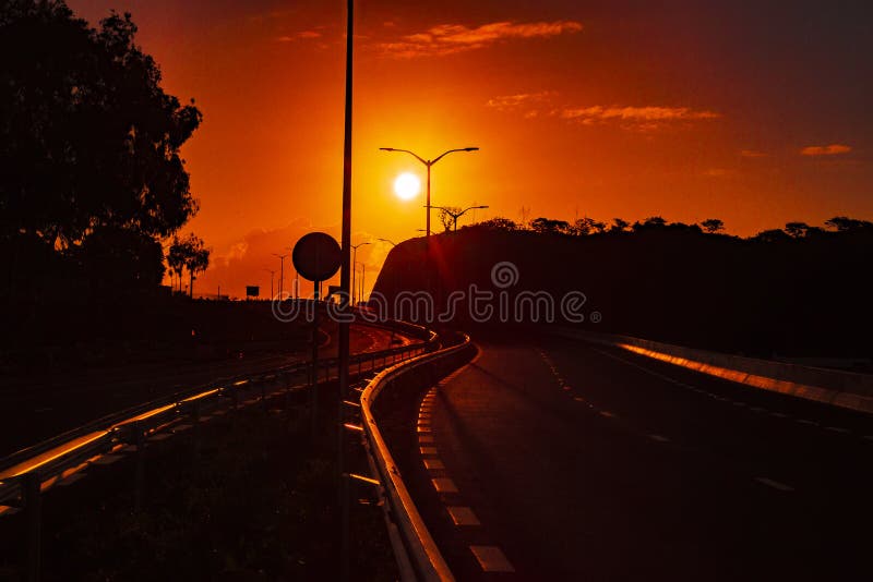 Sunset Highway Trails stock image. Image of freeway, emissions - 4276745