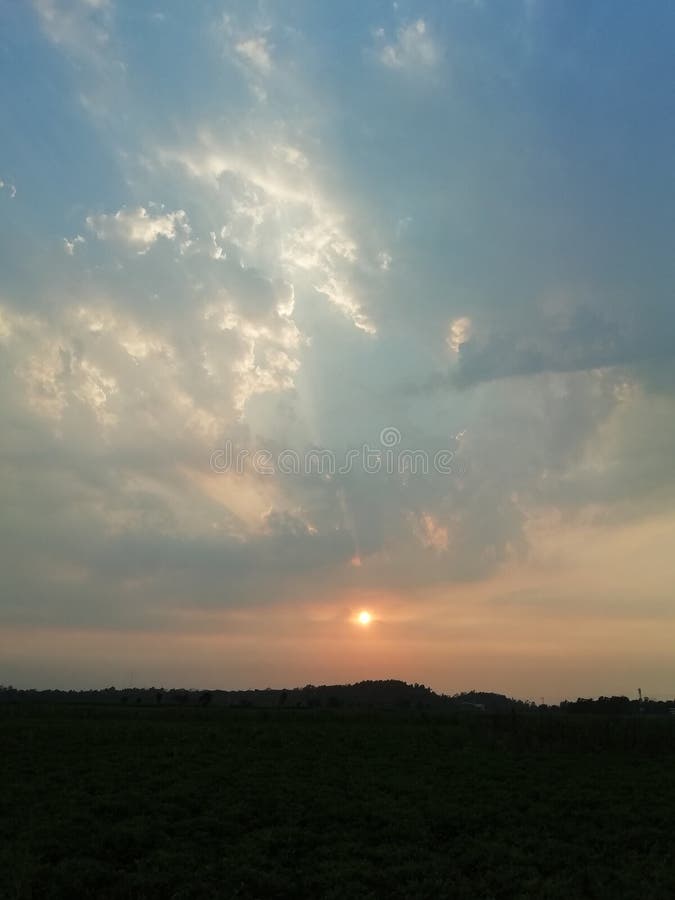 Sunset on hill stock photo. Image of field, plain, dawn - 205640706