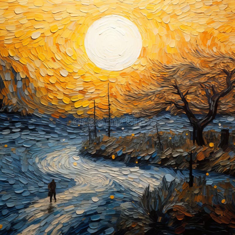 Sunset on a Hill: a Stunning Impasto Painting by Daniel Benns Stock ...