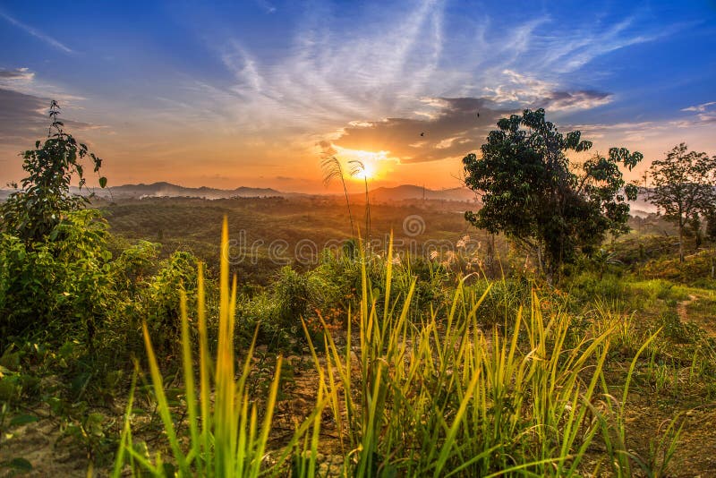 Sunset from the hill stock image. Image of highland, peak - 79009221