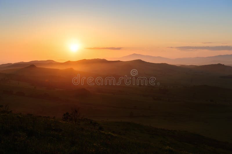 Sunset in the hills stock photo. Image of nature, outdoor - 98438996