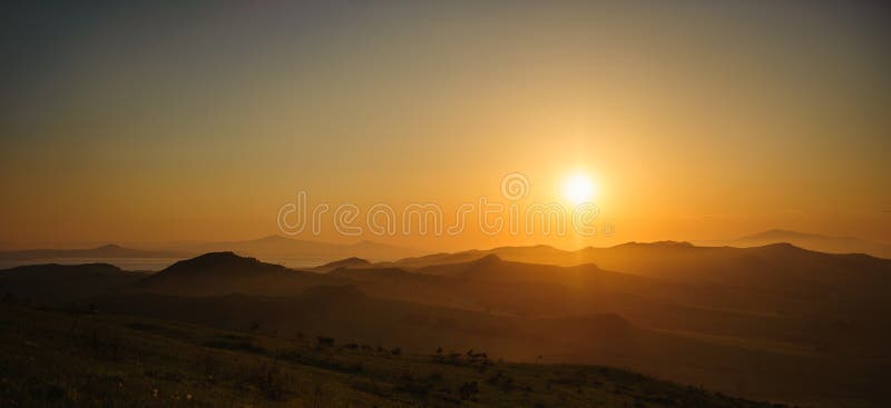 Sunset in the hills stock image. Image of green, nature - 98443435