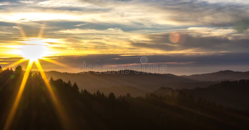 Sunset in the Hills stock image. Image of setting, rays - 51645943