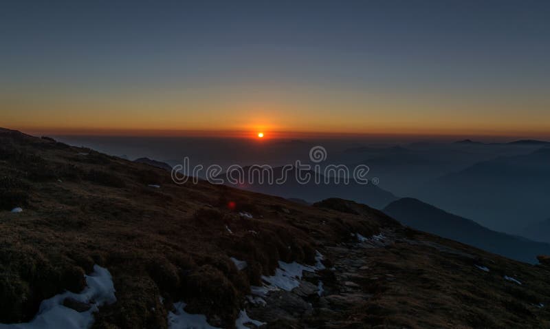 Sunset at Himalayas stock photo. Image of layers, lighting - 89456258