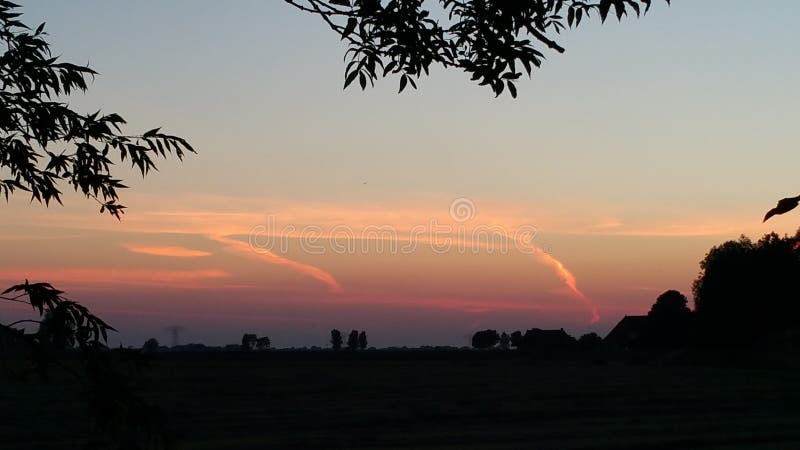 Sunset in Holland, Friesland Stock Image - Image of holland, landscape ...