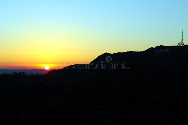 Sunset at the Hollywood Sign from the Griffith Observatory Editorial ...