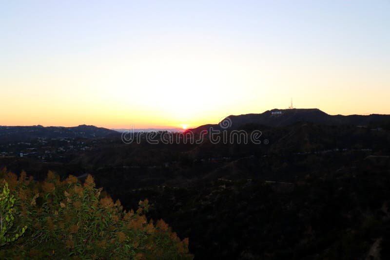 Sunset at the Hollywood Sign from the Griffith Observatory Editorial ...