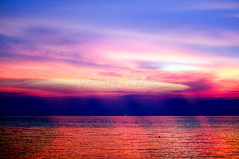 Sunset Horizontal Line Sea Evening Night Sky Stock Image - Image of ...