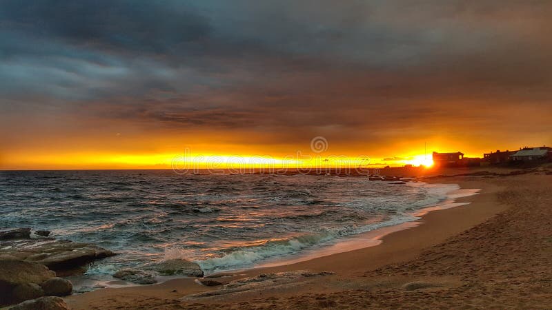Sunset house stock image. Image of sunset, horizon, waves - 107584007