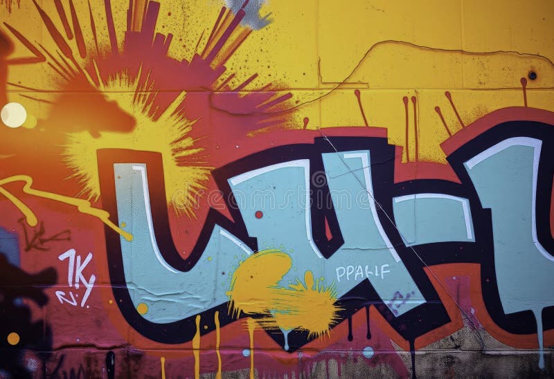 Sunset Hues Explode on a Graffiti Wall As Vibrant Spray Paint Flows ...