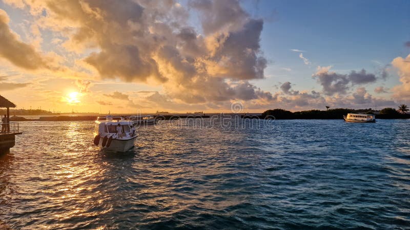Sunset on Hulhule Island, Maldives Editorial Photography - Image of ...