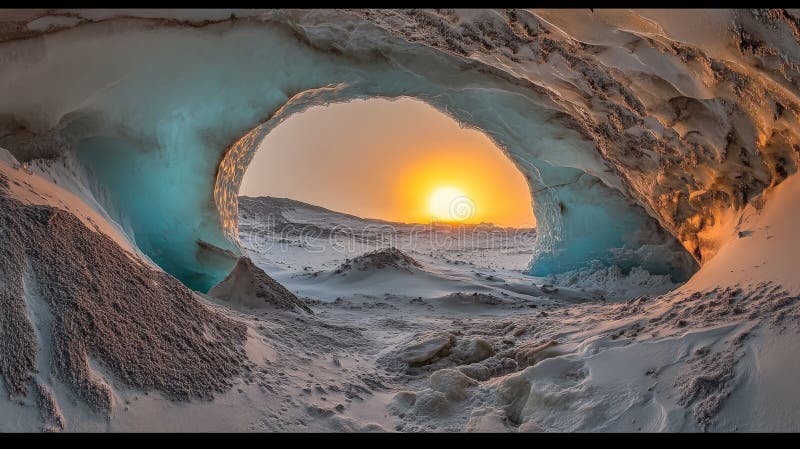 Majestic Ice Cave Sunset Breathtaking Winter Landscape Stock Photos ...