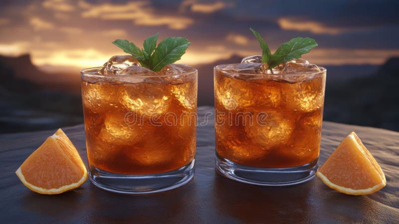 Sunset Iced Tea Cocktails stock photo. Image of liqueur - 385569226