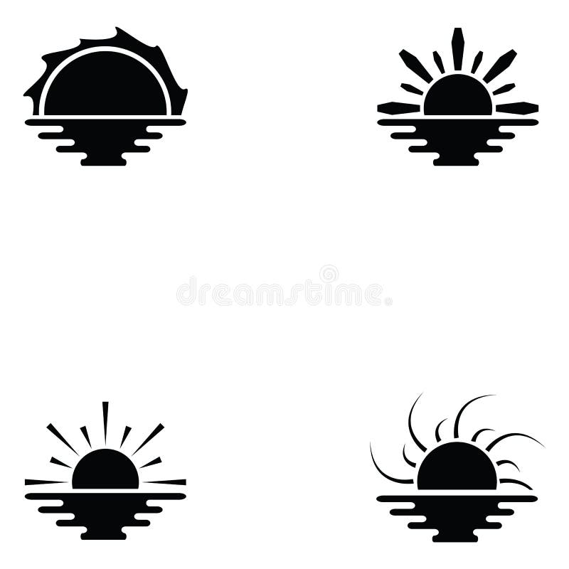 Sunset icon set stock vector. Illustration of morning - 121875714