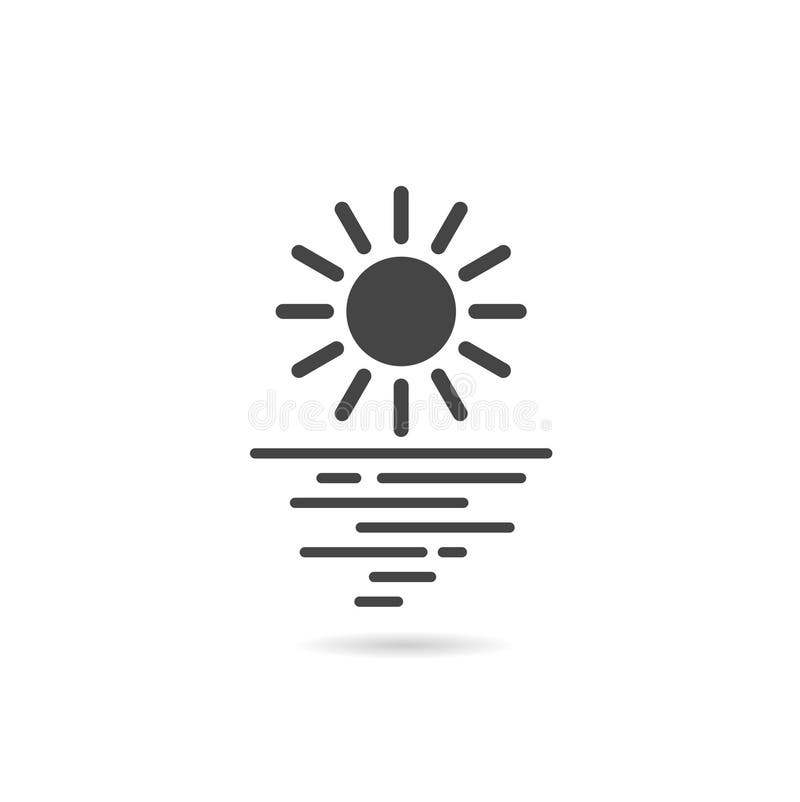 Sunset icon with shadow stock illustration. Illustration of gear ...