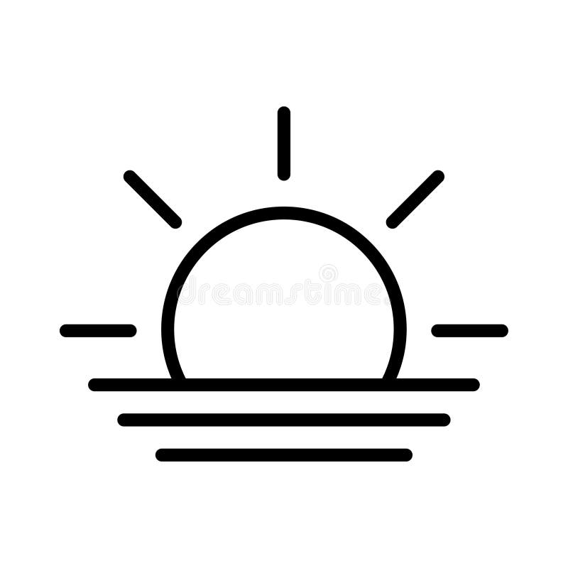 Sunset Icon. Sun Icon. Sunrise, Rising Sun Linear Icon. Vector ...
