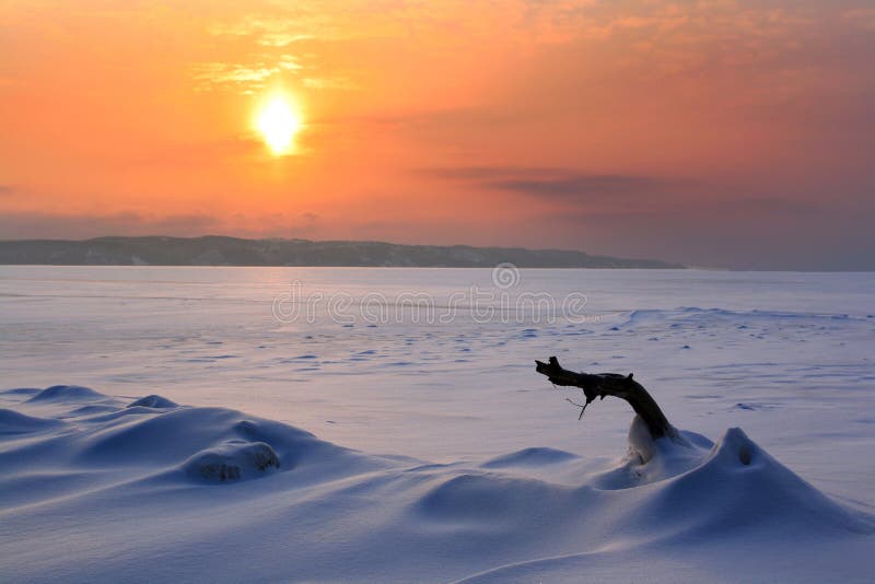 Sunset in the Icy Wilderness Stock Photo - Image of land, beautiful ...