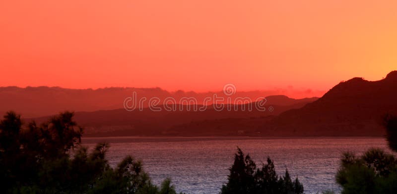Sunset ii Pefkos stock image. Image of greek, beach, greece - 27696809