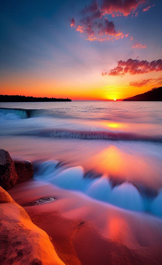 Sunset Illustration Artificial Intelligence Artwork Ai Generated Stock ...