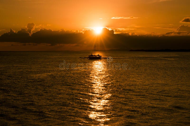 Sunset in Iloilo stock image. Image of sail, boracay - 67223433
