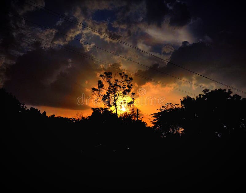 Sunset image outdoor stock image. Image of tree, outdoor - 222283911