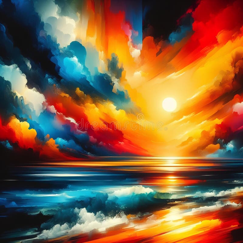 Sunset with Impressionistic Features 1 Stock Illustration ...