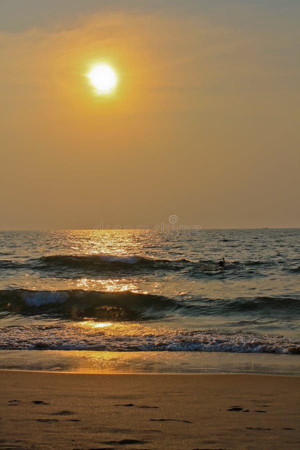 Sunset on the Indian ocean stock image. Image of beach - 68916469