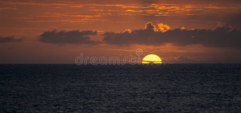 Sunset on Indian Ocean, Reunion Island Stock Photo - Image of orange ...