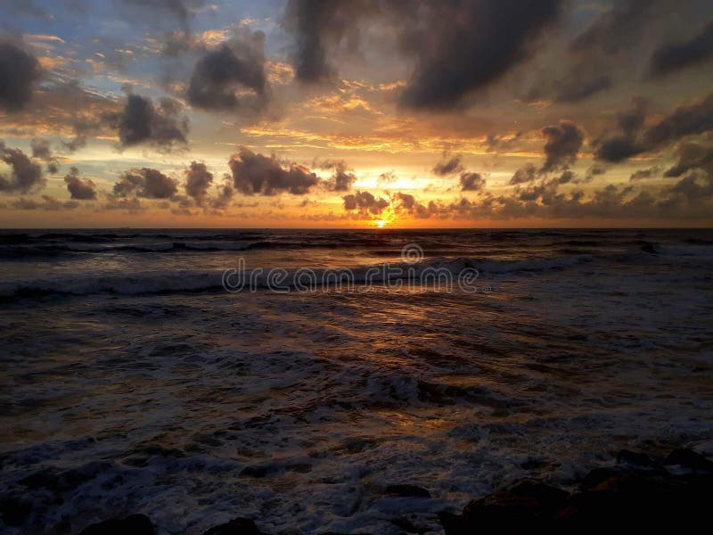 Sunset Indian Ocean Srilanka Ambalangoda Stock Image - Image of ...