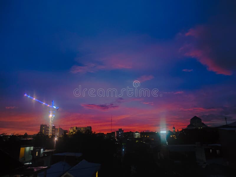 Sunset Indonesia Beautiful Red Cloud Stock Image - Image of cloud ...