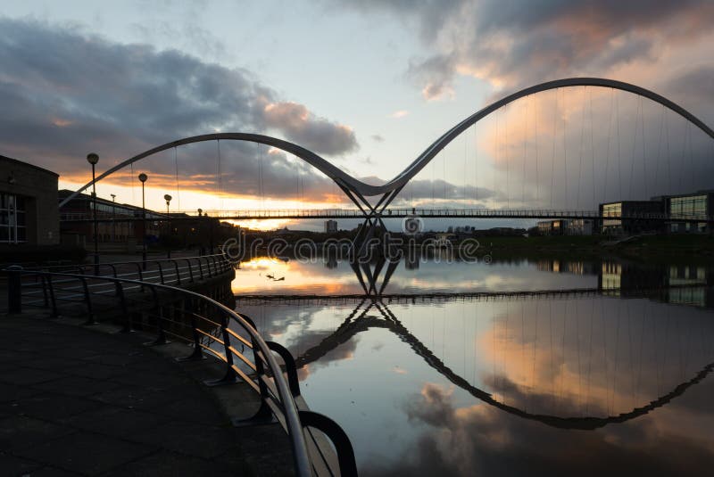 Sunset at the Infinity Bridge Stock Image - Image of bridge, arch ...