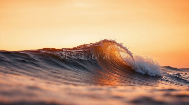 Sunset Inside a Curling Ocean Wave Stock Image - Image of tide ...