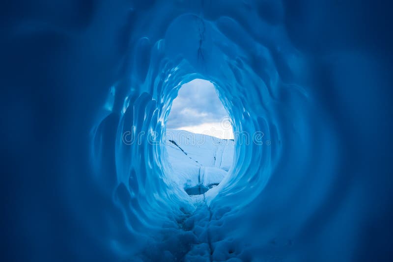 Deep Ice Cave Entrance Underwater on the Matanuska Glacier in Alaska ...