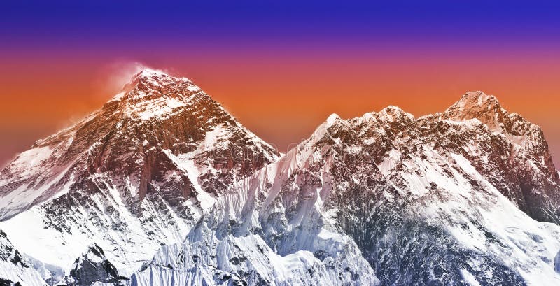 Sunset Intense Color Filtered Picture of Everest, Nepal. Stock Image ...