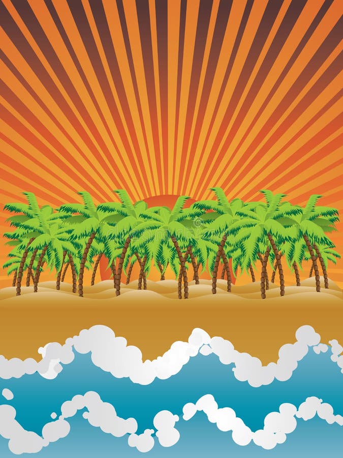 Sunset island stock vector. Illustration of outdoor, ocean - 30758441