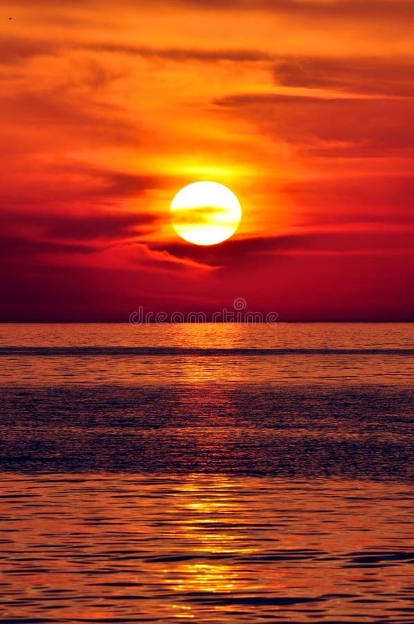 Sunset. Island of Crete, Greece. Stock Image - Image of horizon ...