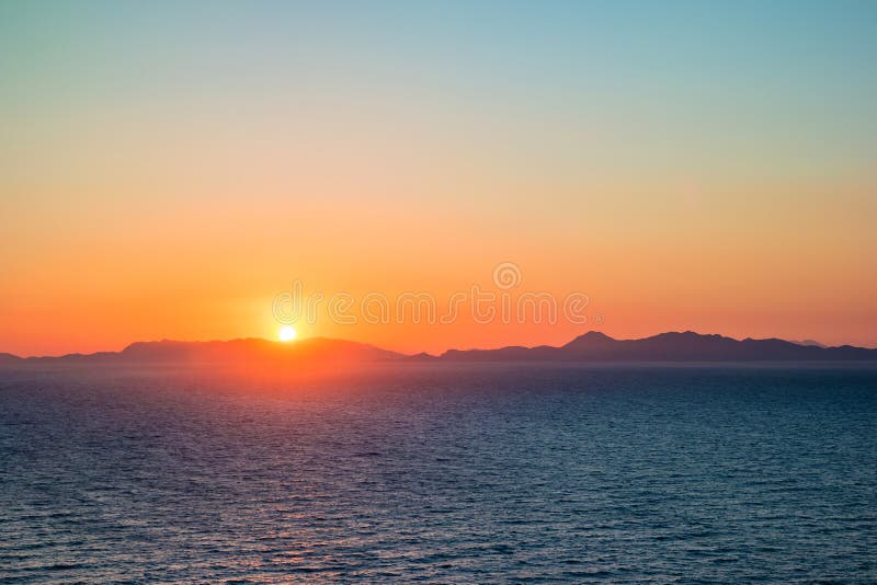 Sunset on the Island of Rhodes, Greece Stock Image - Image of dawn ...