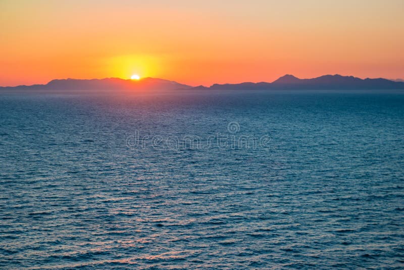 Sunset on the Island of Rhodes, Greece Stock Image - Image of dawn ...