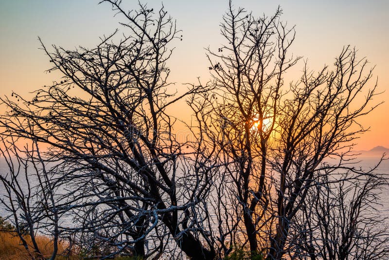 Sunset on the Island of Rhodes, Greece Stock Image - Image of dawn ...