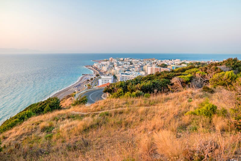 Sunset on the Island of Rhodes, Greece Stock Image - Image of dawn ...