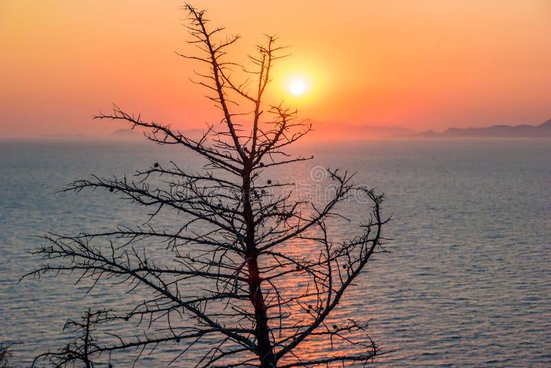 Sunset on the Island of Rhodes, Greece Stock Image - Image of dawn ...