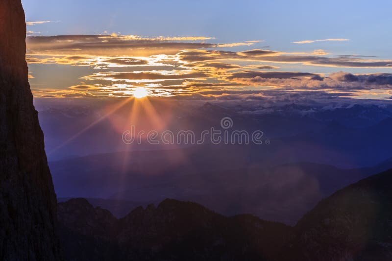 Sunset in Italian Dolomites Stock Photo - Image of rock, italy: 83557082