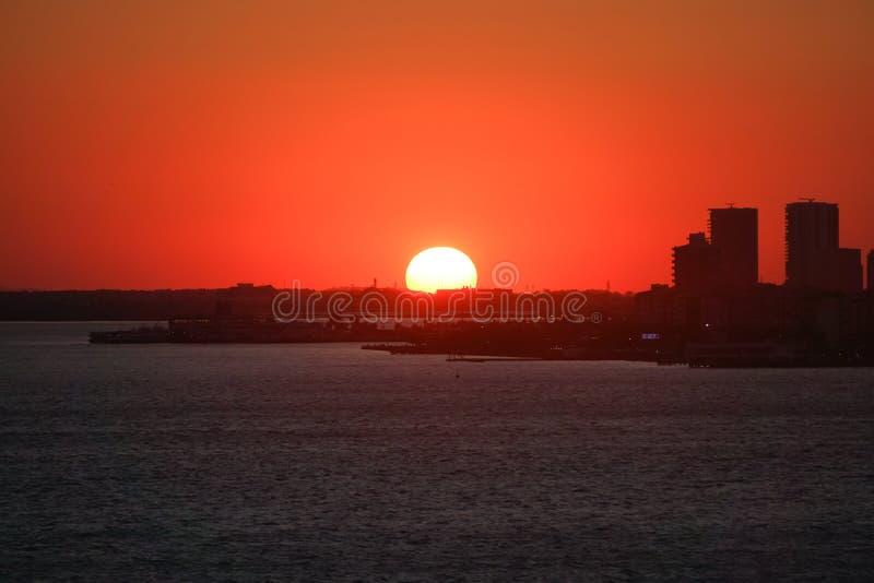 Sunset at Izmir Alsancak Kordon Turkey Stock Image - Image of light ...