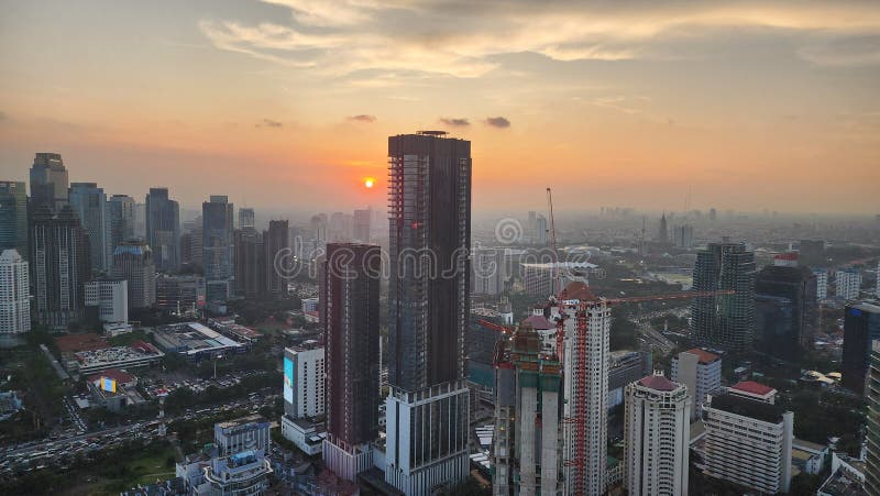 Sunset in Jakarta editorial photo. Image of kuninganis - 272178111